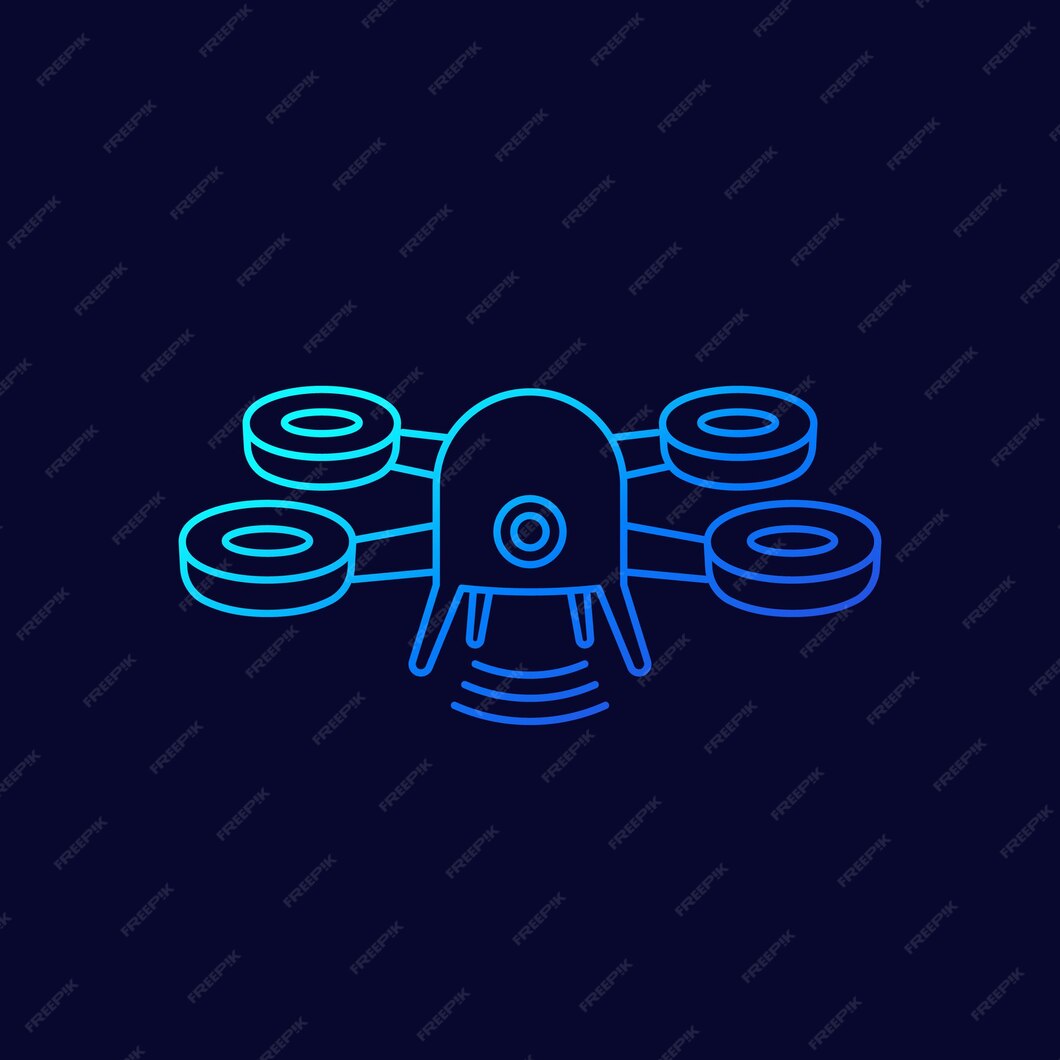 Premium Vector | Drone line icon with gradient Premium Vector | Drone line icon with gradient