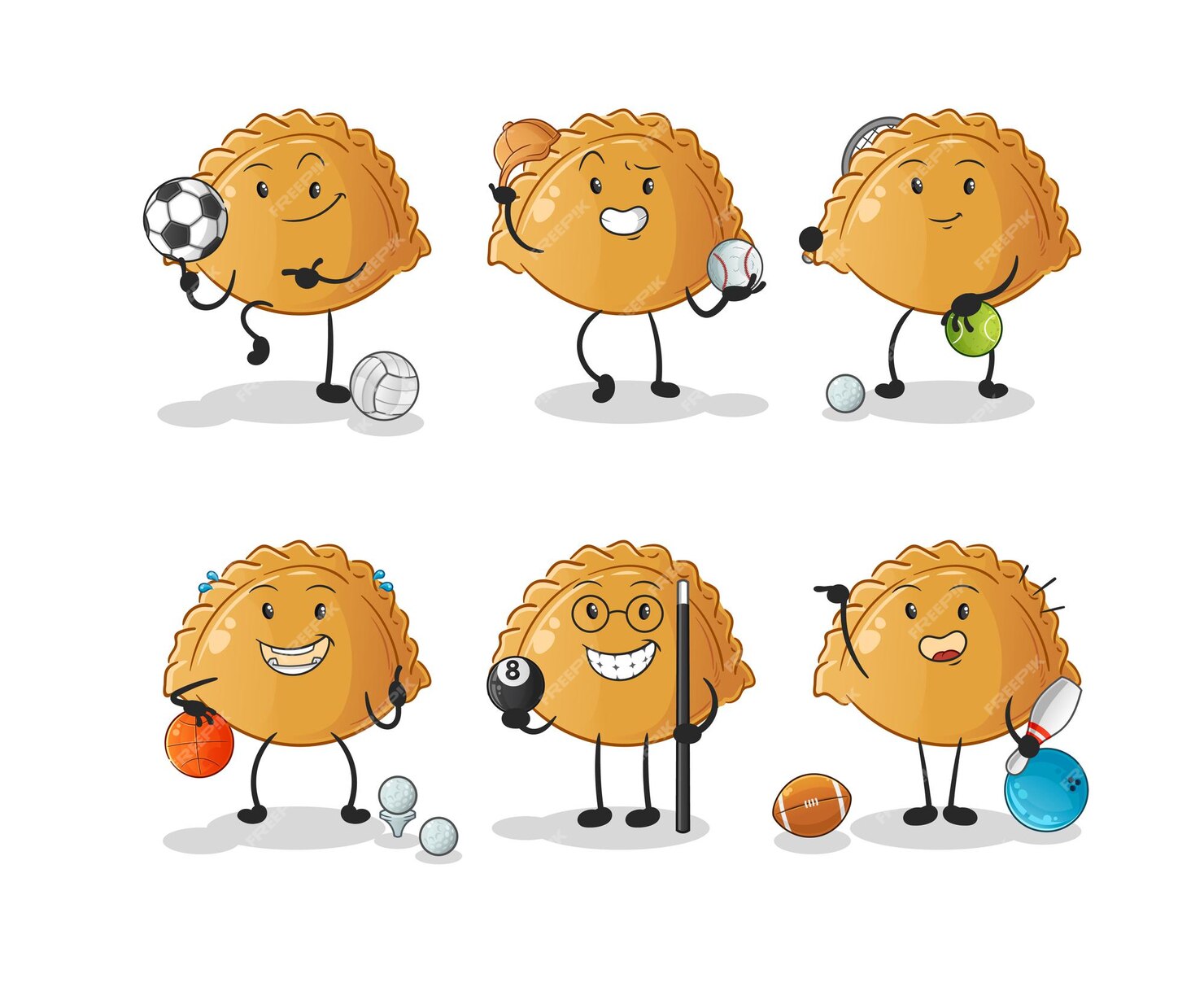 Premium Vector | Dumpling sport set character. cartoon mascot vector Premium Vector | Dumpling sport set character. cartoon mascot vector