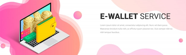 Premium Vector | E-wallet service isometric banner template. Premium Vector | E-wallet service isometric banner template.