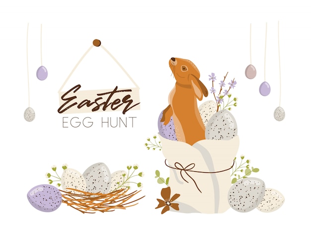 Premium Vector | Easter egg hunt illustration Premium Vector | Easter egg hunt illustration