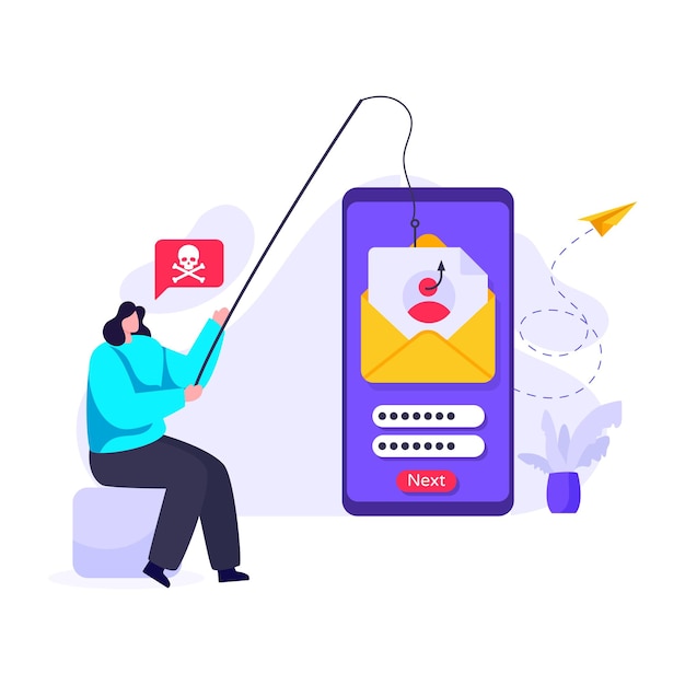 Premium Vector | Editable flat design of mobile phishing illustration Premium Vector | Editable flat design of mobile phishing illustration