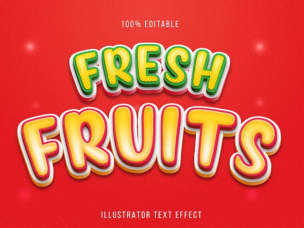 Premium Vector | Editable text effect - fresh fruits title style Premium Vector | Editable text effect - fresh fruits title style