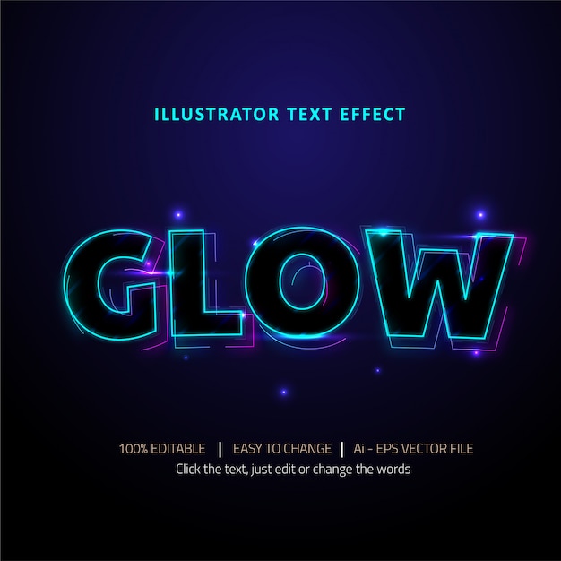 Premium Vector Editable Text Effect Glow Title