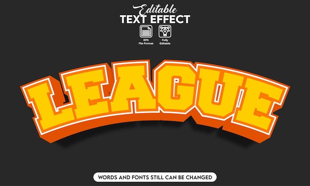 Premium Vector | Editable text effect style league Premium Vector | Editable text effect style league