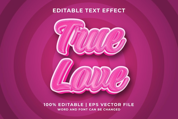 Premium Vector Editable Text Effect True Love 3d Template Style