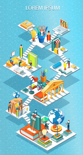Premium Vector | Educational isometric concept illustration Premium Vector | Educational isometric concept illustration