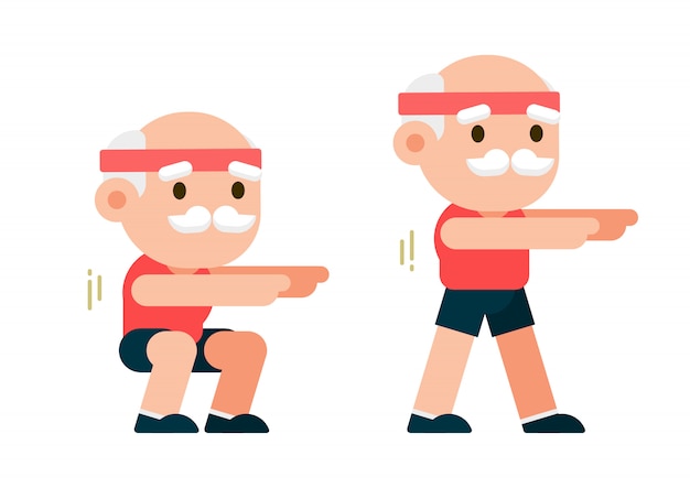 Premium Vector | Elderly man doing exercises Premium Vector | Elderly man doing exercises