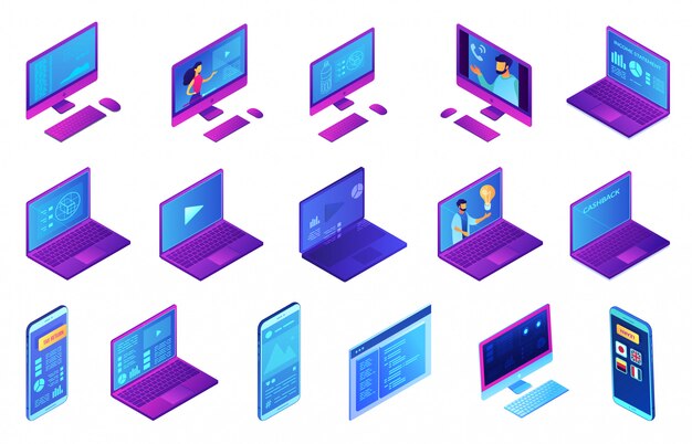 Premium Vector | Electronic devices isometric 3d illustration set. Premium Vector | Electronic devices isometric 3d illustration set.