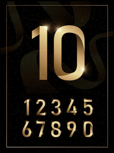 Premium Vector | Elegant golden metal numbers. Premium Vector | Elegant golden metal numbers.