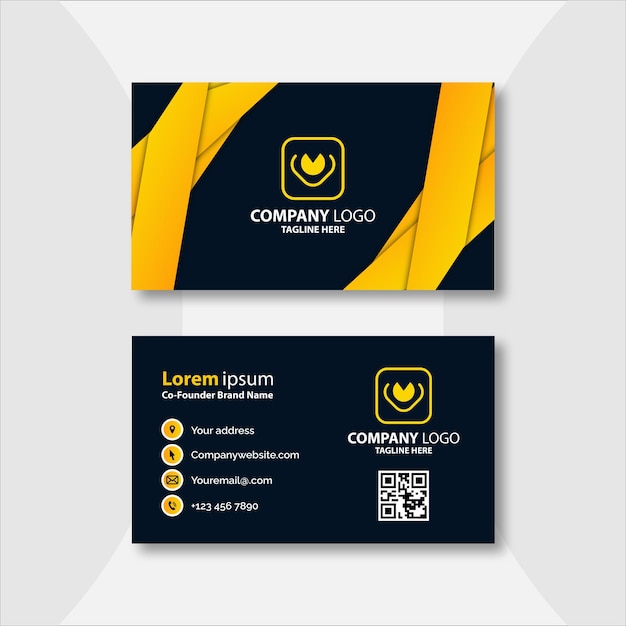Premium Vector | Elegant yellow modern business card template Premium Vector | Elegant yellow modern business card template