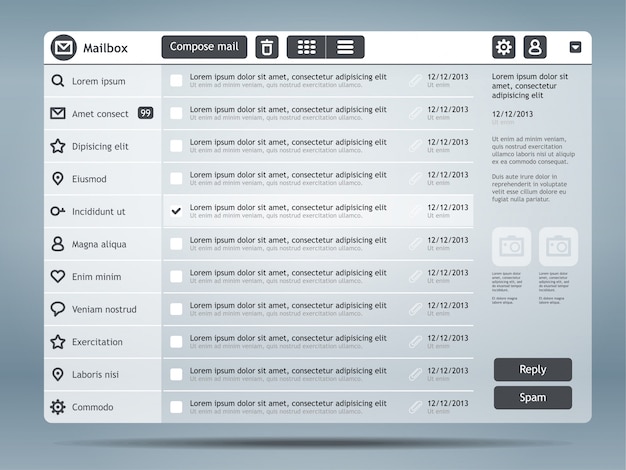 Premium Vector | Email interface Premium Vector | Email interface