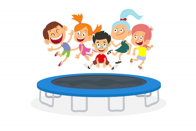 Premium Vector | Energetic kids jumping on trampoline isolated on white ... Premium Vector | Energetic kids jumping on trampoline isolated on white ...