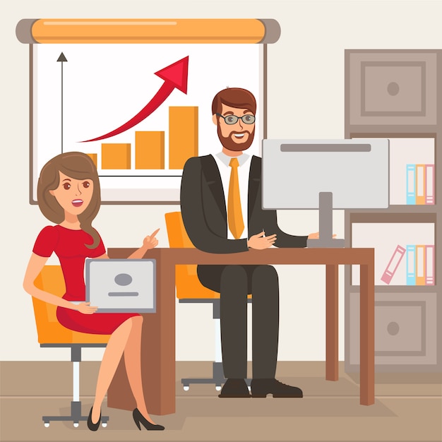 Premium Vector | Entrepreneur and personal assistant illustration Premium Vector | Entrepreneur and personal assistant illustration