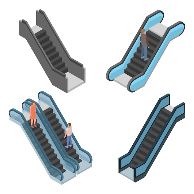 Premium Vector | Escalator icon set. isometric set of escalator vector ... Premium Vector | Escalator icon set. isometric set of escalator vector ...