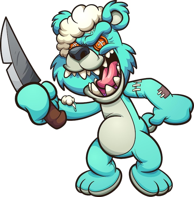 Premium Vector Evil Teddy Bear Laughing And Holding A Knife