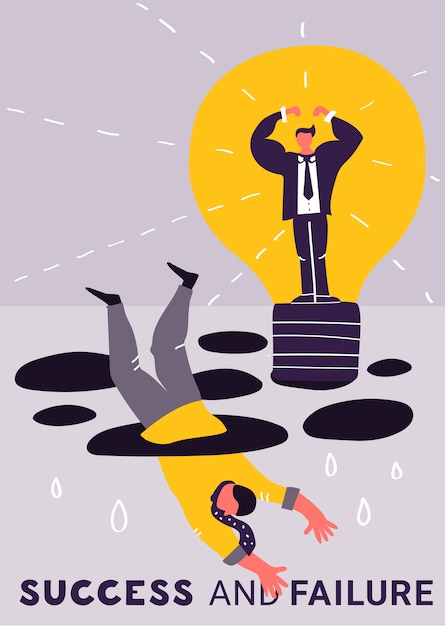Free Vector | Failure and success in business Free Vector | Failure and success in business