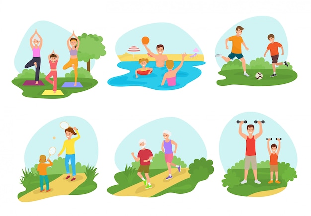 Premium Vector | Family workout exercise vector active people mom or ... Premium Vector | Family workout exercise vector active people mom or ...