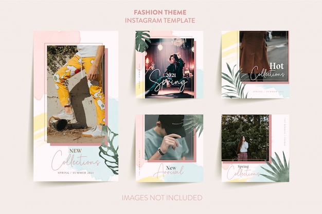 Premium Vector Fashion Woman Instagram Stories Template With Tropical