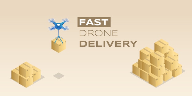 Premium Vector | Fast drone delivery banner Premium Vector | Fast drone delivery banner