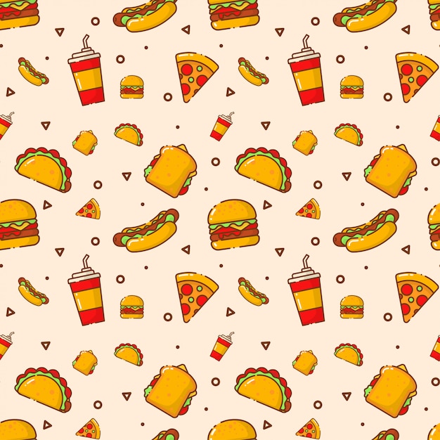Premium Vector | Fast food pattern Premium Vector | Fast food pattern