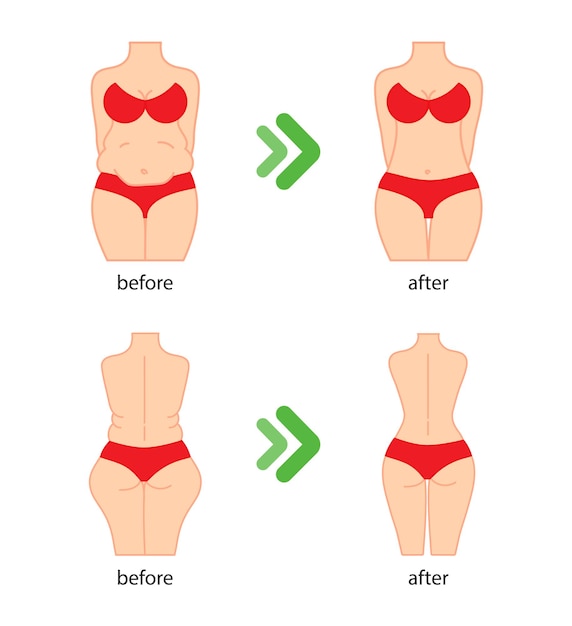 Premium Vector Fat And Slim Woman Figure Before And After Diet