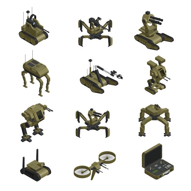 Free Vector | Fighting robots isometric icons Free Vector | Fighting robots isometric icons