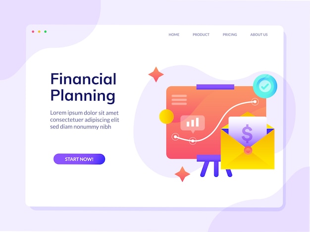 Premium Vector | Financial planning website landing page template Premium Vector | Financial planning website landing page template