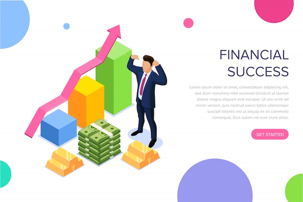 Premium Vector | Financial success landing page Premium Vector | Financial success landing page