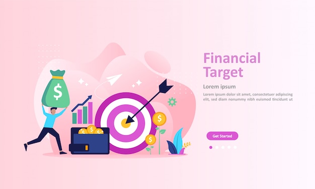 Premium Vector | Financial target concept, growing graph and goal ... Premium Vector | Financial target concept, growing graph and goal ...