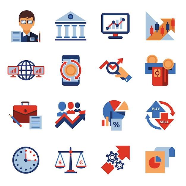 Premium Vector | Financial trading and markets icons collection Premium Vector | Financial trading and markets icons collection