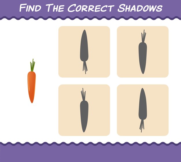 Premium Vector | Find the correct shadows of cartoon carrot Premium Vector | Find the correct shadows of cartoon carrot