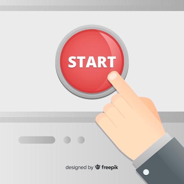 Free Vector | Finger pressing red start button Free Vector | Finger pressing red start button