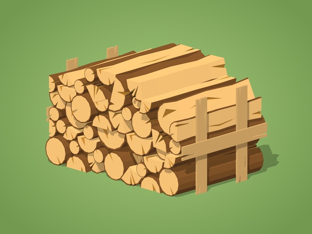 Premium Vector | Firewood stacked in piles. 3d lowpoly isometric vector ... Premium Vector | Firewood stacked in piles. 3d lowpoly isometric vector ...