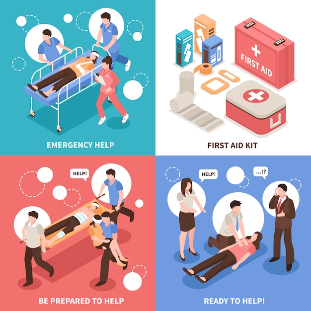 First aid isometric concept Vector | Free Download First aid isometric concept Vector | Free Download
