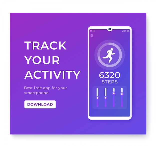 Premium Vector | Fitness app, activity tracker for smartphone ... Premium Vector | Fitness app, activity tracker for smartphone ...