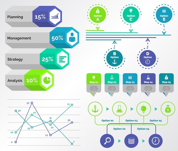 Free Vector | Five analytics templates set Free Vector | Five analytics templates set