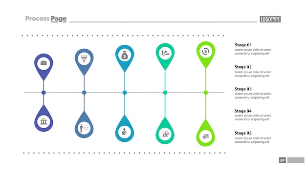Five stages flow chart slide template | Free Vector Five stages flow chart slide template | Free Vector