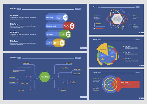 Free Vector | Five statistics slide templates set Free Vector | Five statistics slide templates set