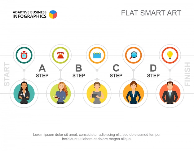 Free Vector | Five steps process chart template Free Vector | Five steps process chart template