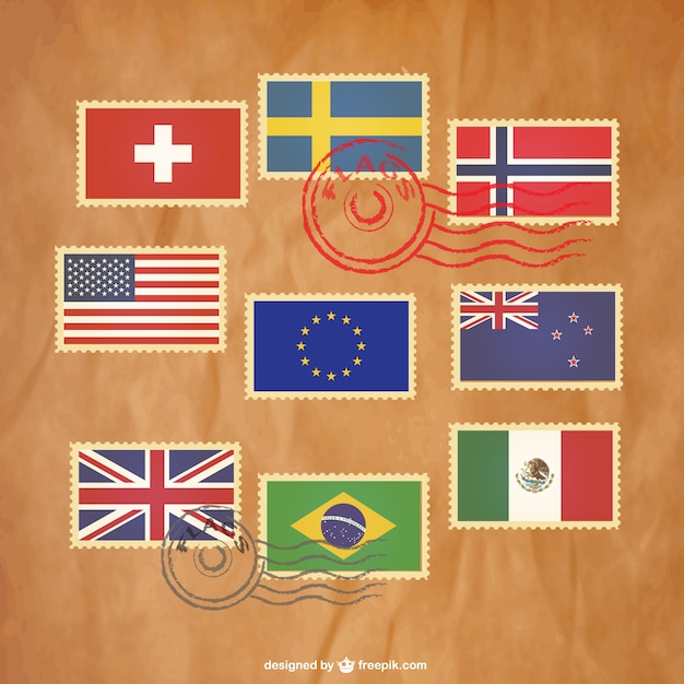 Flag stamps set Vector | Free Download Flag stamps set Vector | Free Download