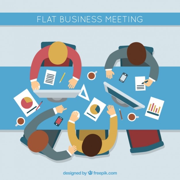 Premium Vector | Flat business meeting on top view Premium Vector | Flat business meeting on top view
