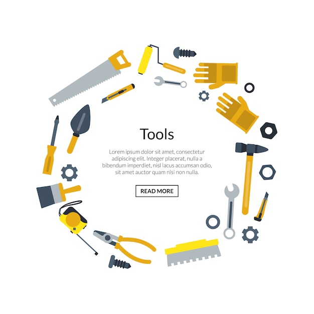 Premium Vector | Flat construction tools in circle shape with place for ... Premium Vector | Flat construction tools in circle shape with place for ...