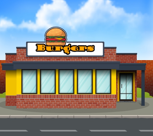 Premium Vector | Flat design burger store front Premium Vector | Flat design burger store front
