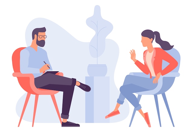 Premium Vector | Flat design concept for psychotherapy session. patient ... Premium Vector | Flat design concept for psychotherapy session. patient ...