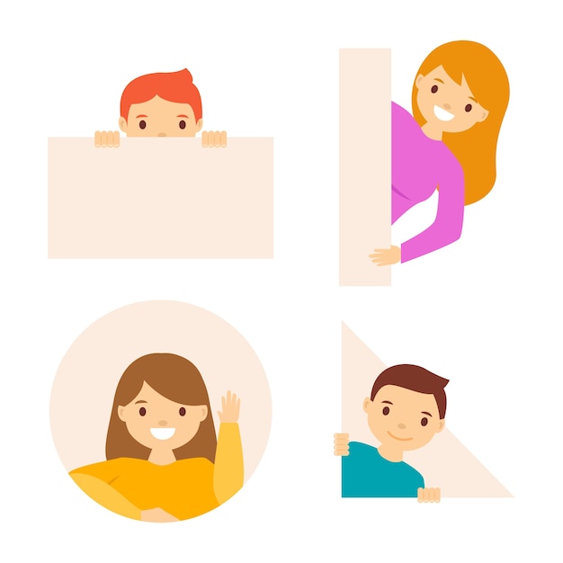 Free Vector | Flat design peeping people set Free Vector | Flat design peeping people set