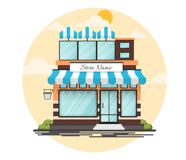 Premium Vector | Flat design store front with place for store name Premium Vector | Flat design store front with place for store name