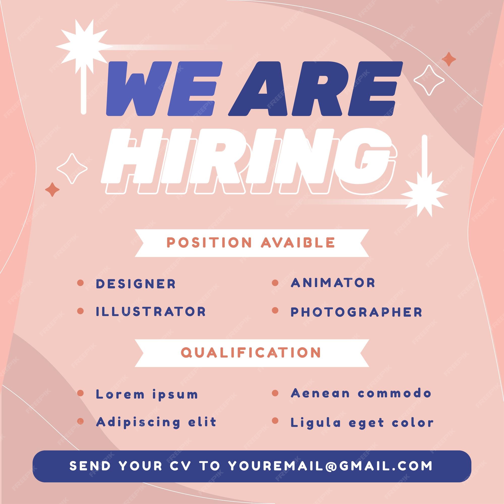 Premium Vector | Flat design template for job vacancy Premium Vector | Flat design template for job vacancy