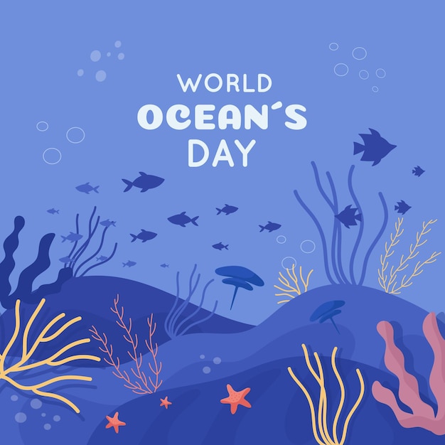 Premium Vector Flat Design World Oceans Day Background
