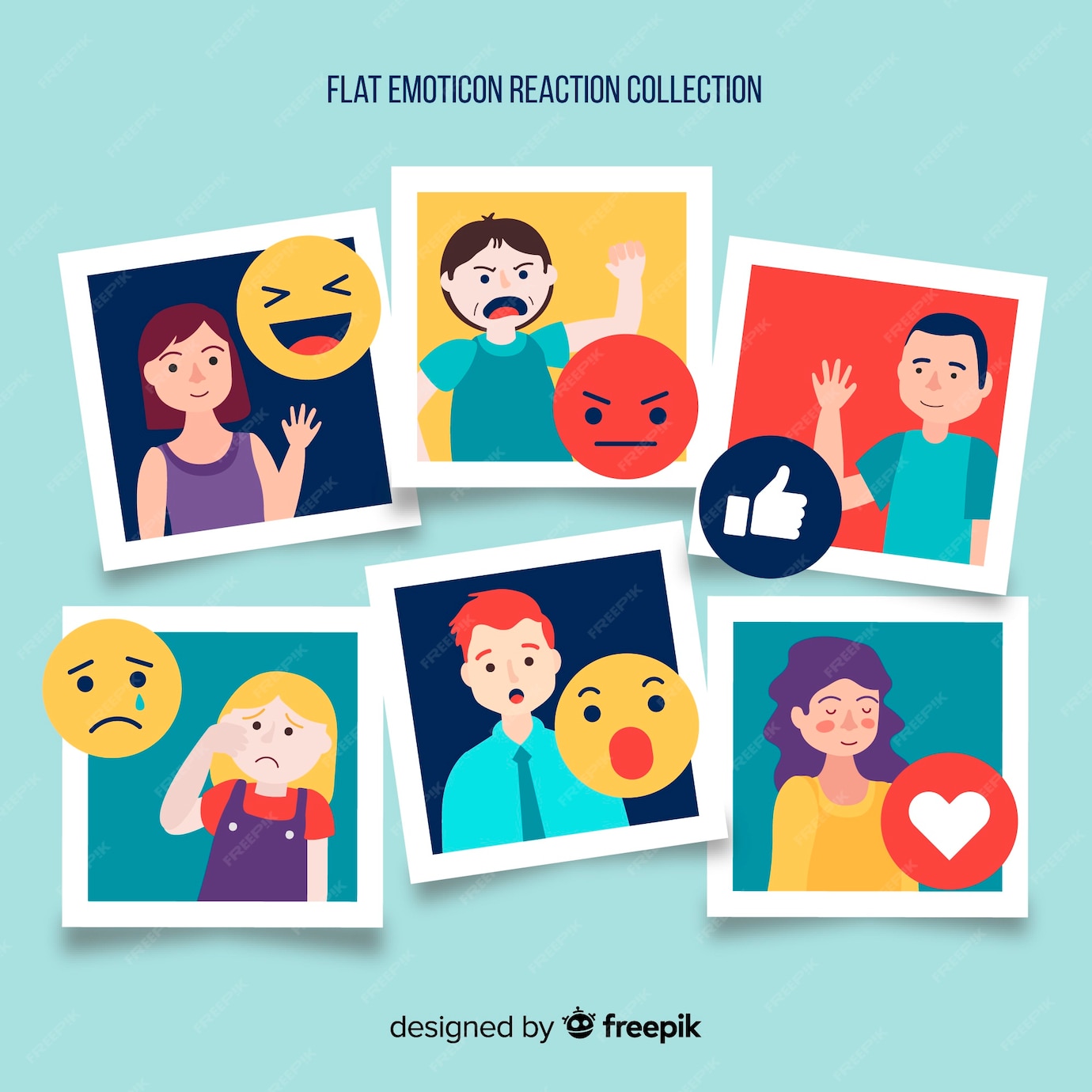 Premium Vector | Flat emoticon reaction collection Premium Vector | Flat emoticon reaction collection