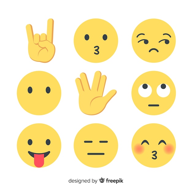 Free Vector | Flat emoticon reaction collection Free Vector | Flat emoticon reaction collection